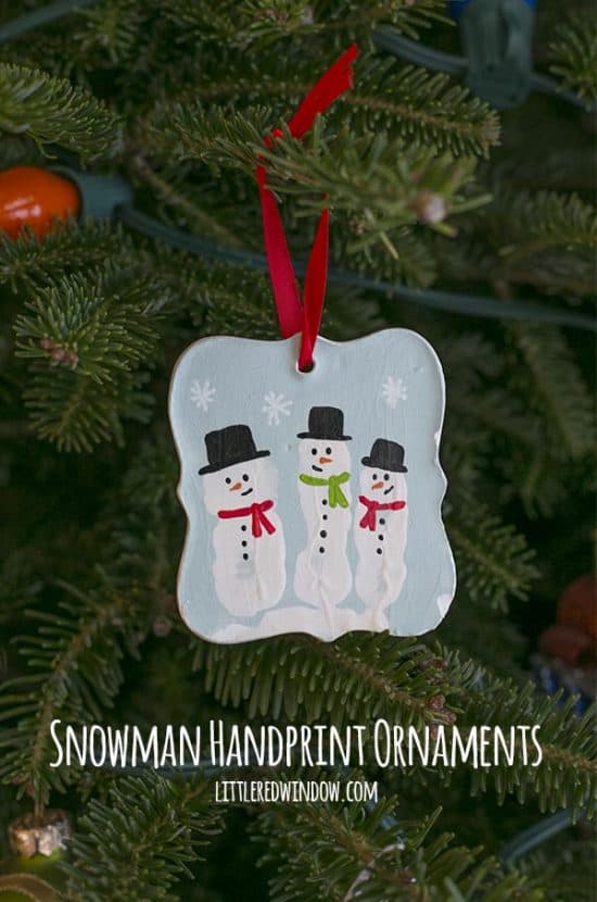 Snowman Handprint Ornaments - Little Red Window
