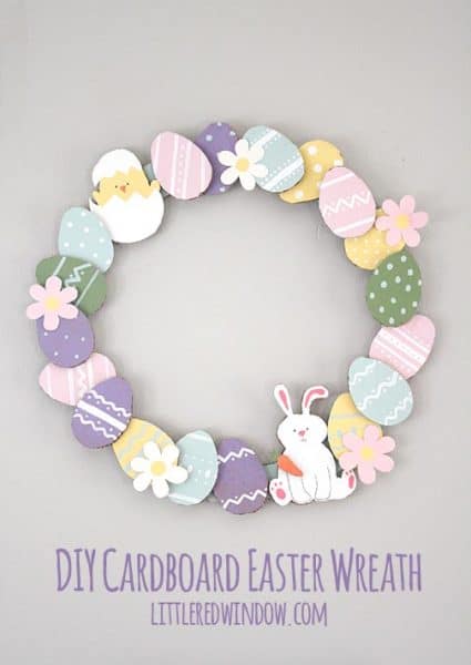 DIY Cardboard Easter Wreath - Little Red Window