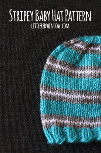 Stripey Baby Hat Knitting Pattern - Little Red Window