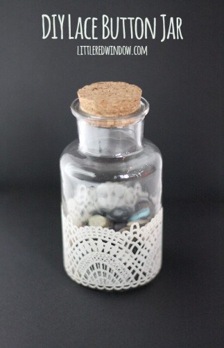 DIY Lace Button Jar - Little Red Window