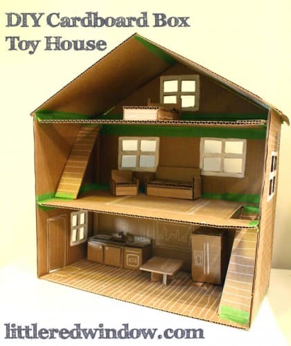 DIY Cardboard Box Toy House - Little Red Window