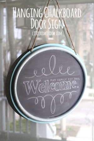 DIY Hanging Chalkboard Welcome Door Sign - Little Red Window