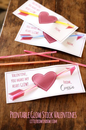 Free Printable Glow Stick Valentines - Little Red Window