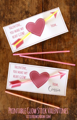 Free Printable Glow Stick Valentines - Little Red Window