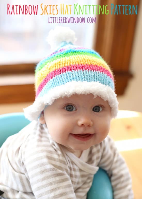Rainbow Skies Hat Knitting Pattern - Little Red Window