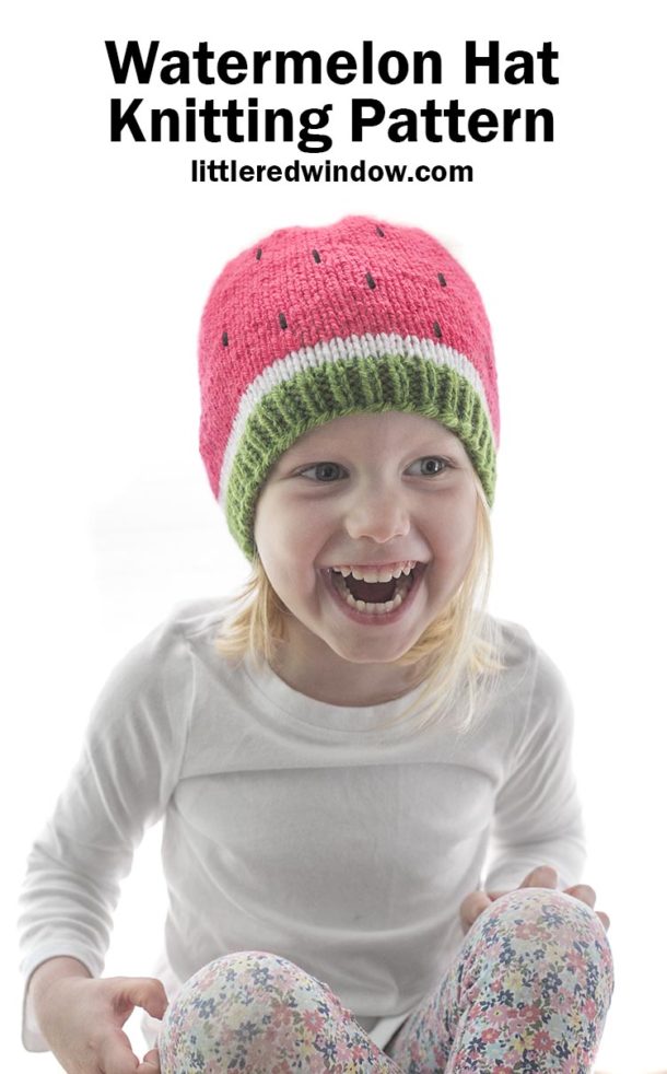Sweet Watermelon Hat Knitting Pattern - Little Red Window