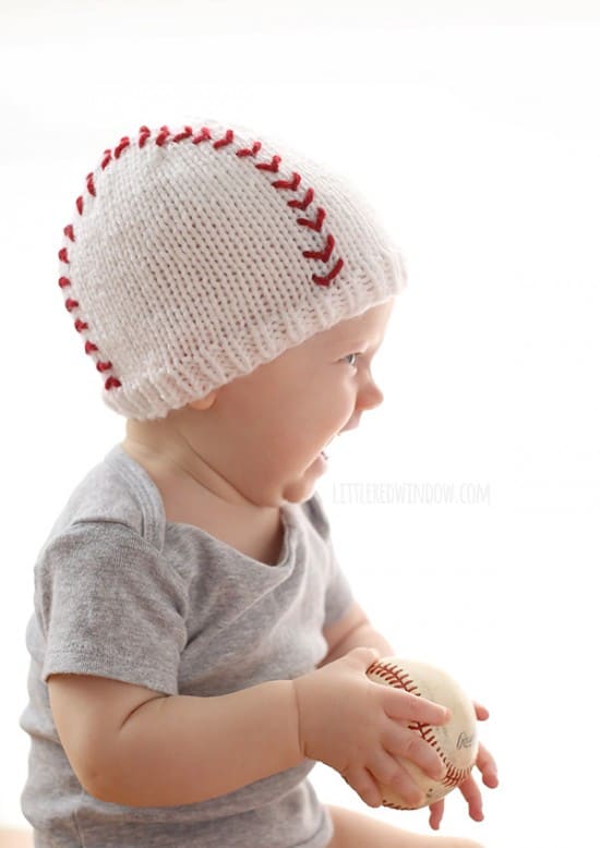 Baseball Baby Hat Knitting Pattern - Little Red Window
