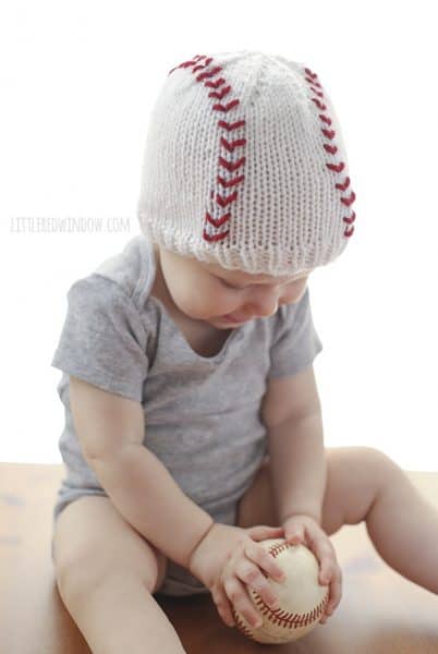 Baseball Baby Hat Knitting Pattern - Little Red Window