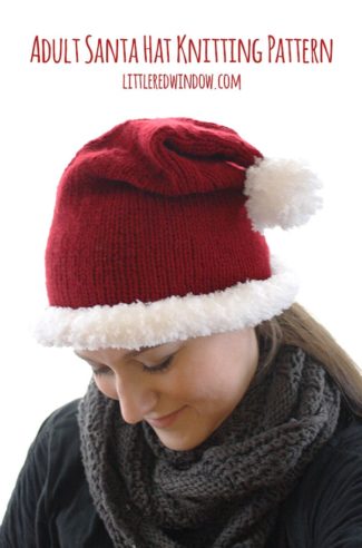 Adult Santa Hat Knitting Pattern - Little Red Window