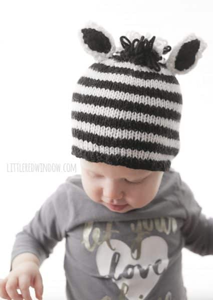 Stripey Zebra Hat Knitting Pattern - Little Red Window