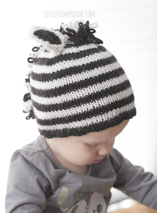 Stripey Zebra Hat Knitting Pattern - Little Red Window