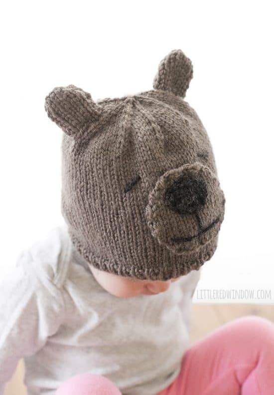 Teddy Bear Hat Knitting Pattern - Little Red Window