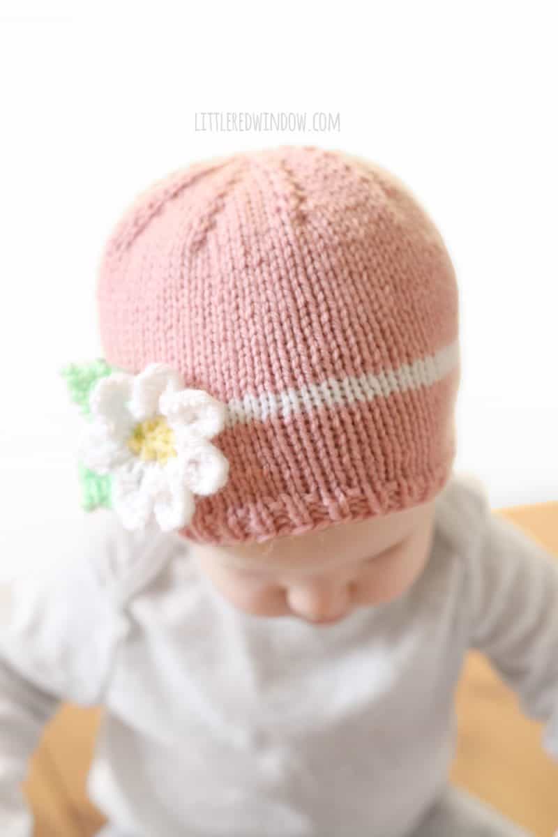 Spring Daisy Hat Knitting Pattern - Little Red Window