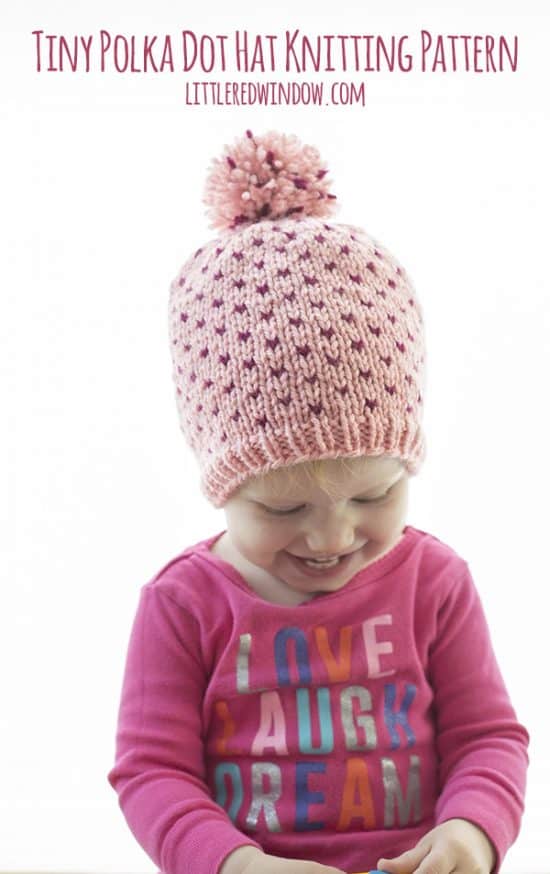 Tiny Polka Dot Hat Knitting Pattern - Little Red Window