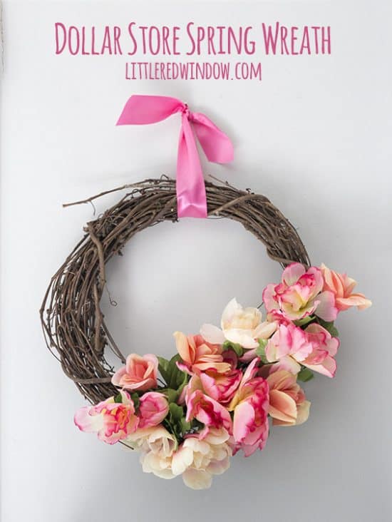 DIY Spring Flower Dollar Store Wreath - Little Red Window