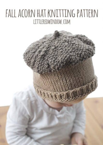 Fall Acorn Hat Knitting Pattern - Little Red Window