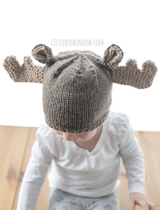 Mini Moose Hat Knitting Pattern - Little Red Window