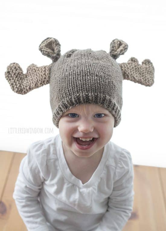 Mini Moose Hat Knitting Pattern - Little Red Window