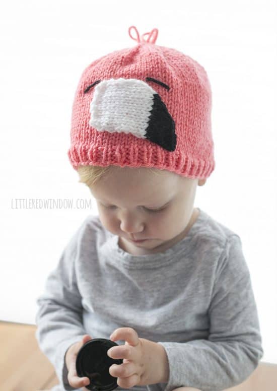 Pink Flamingo Hat Knitting Pattern - Little Red Window