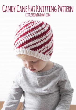 Peppermint Candy Cane Hat Knitting Pattern - Little Red Window
