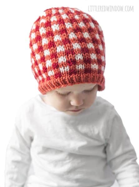 Gingham Hat Knitting Pattern - Little Red Window