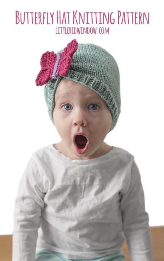 Butterfly Hat Knitting Pattern - Little Red Window