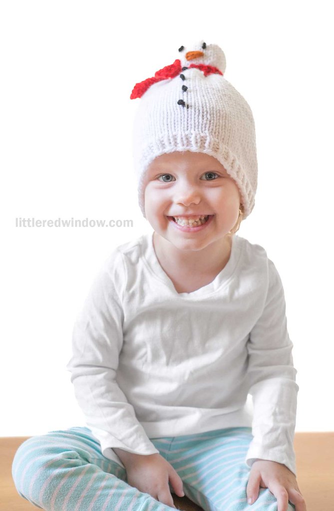 Snowman Hat Knitting Pattern - Little Red Window