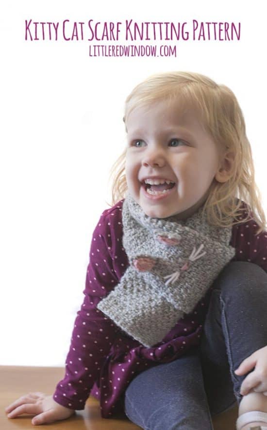 Kitty Cat Scarf Knitting Pattern - Little Red Window