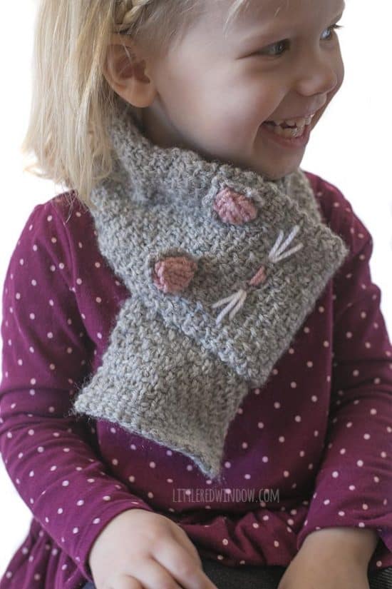 Kitty Cat Scarf Knitting Pattern - Little Red Window