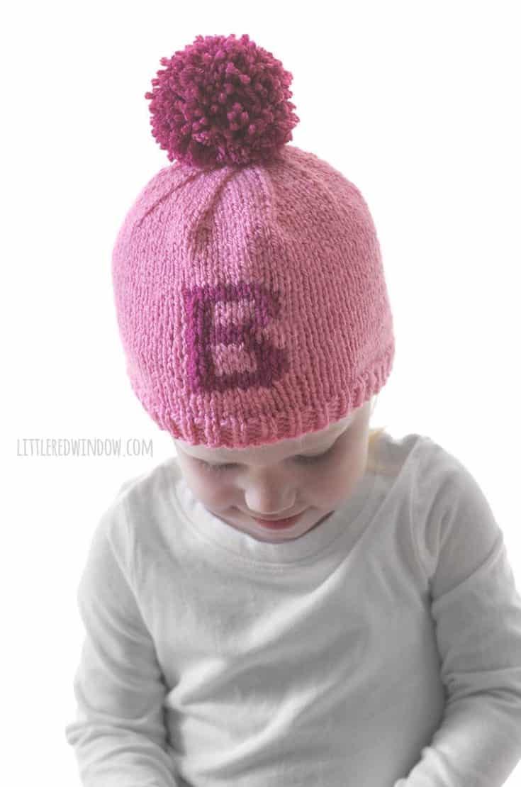 Monogram Hat Knitting Pattern - Little Red Window