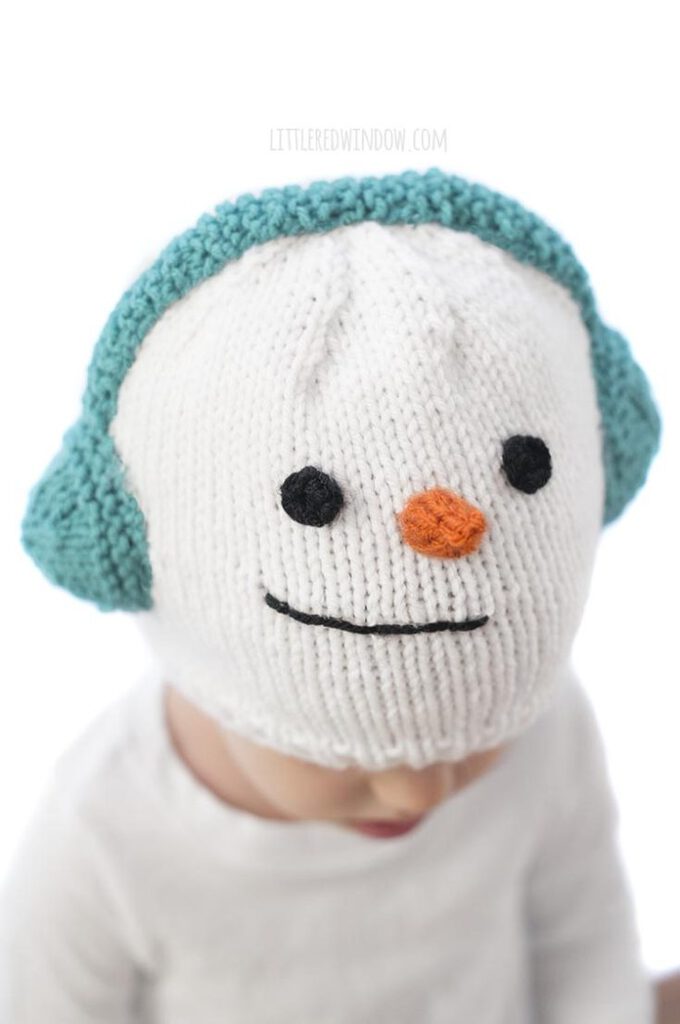 Cozy Snowman Hat Knitting Pattern - Little Red Window