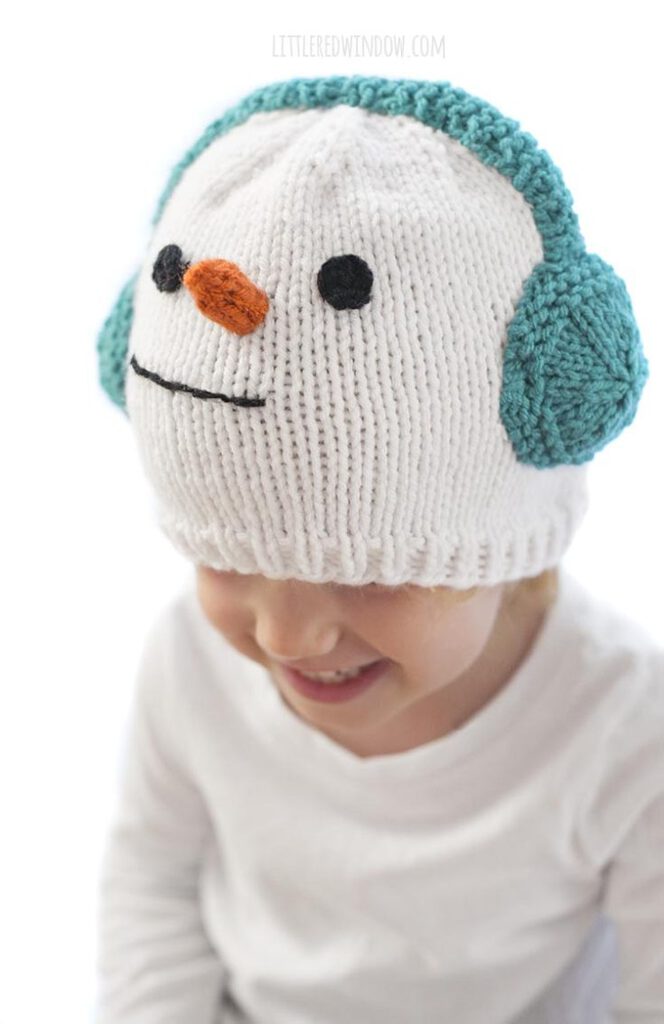 Cozy Snowman Hat Knitting Pattern - Little Red Window