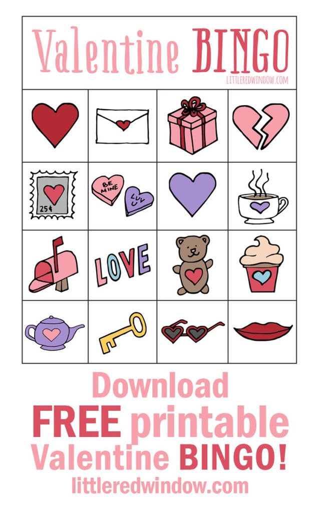 Valentine's BINGO - Free Printable - Little Red Window