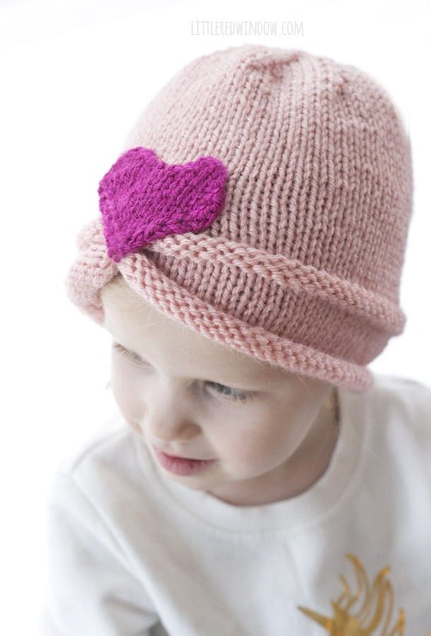 Gathered Heart Hat Knitting Pattern - Little Red Window