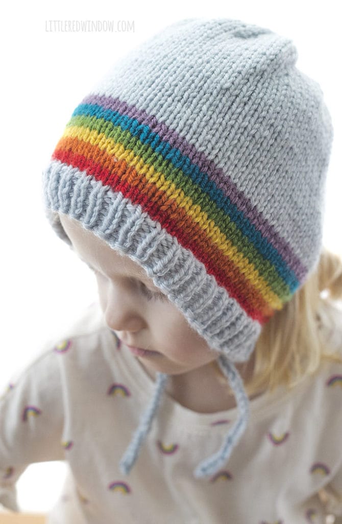 Rainbow Bonnet Knitting Pattern - Little Red Window