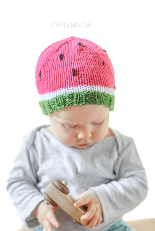 Sweet Watermelon Hat Knitting Pattern - Little Red Window