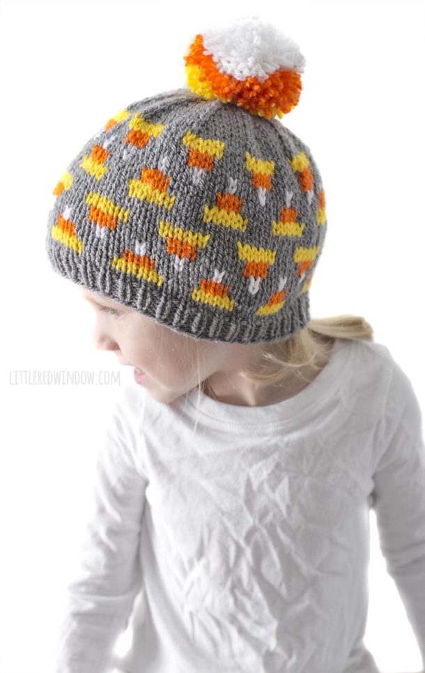 Cozy Candy Corn Hat Knitting Pattern - Little Red Window