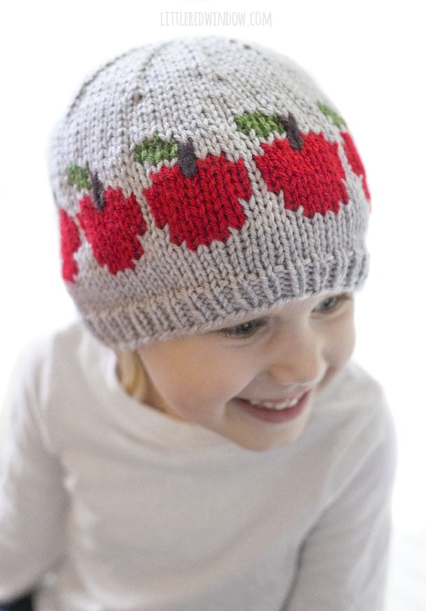 Freshly Picked Apple Hat Knitting Pattern - Little Red Window