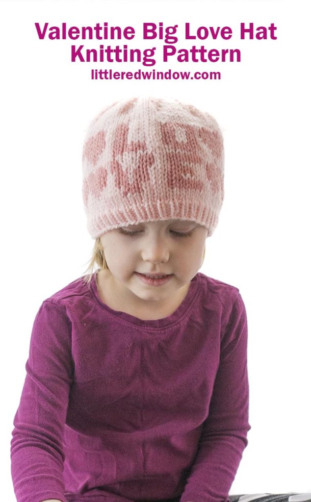 Valentine Big Love Hat Knitting Pattern - Little Red Window