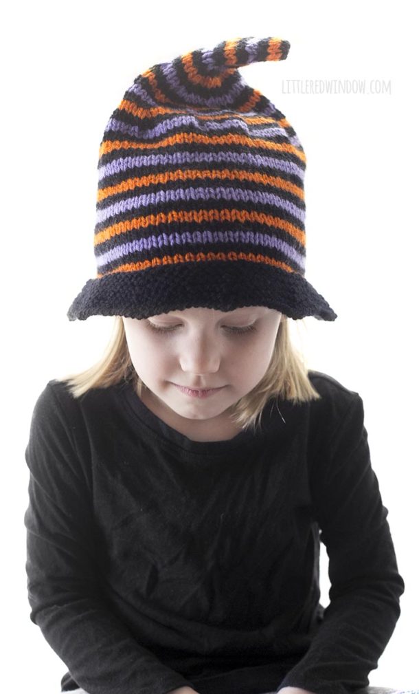 Striped Halloween Witch Hat Knitting Pattern - Little Red Window