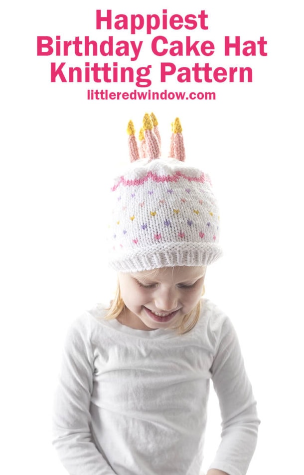 Happiest Birthday Cake Hat Knitting Pattern - Little Red Window