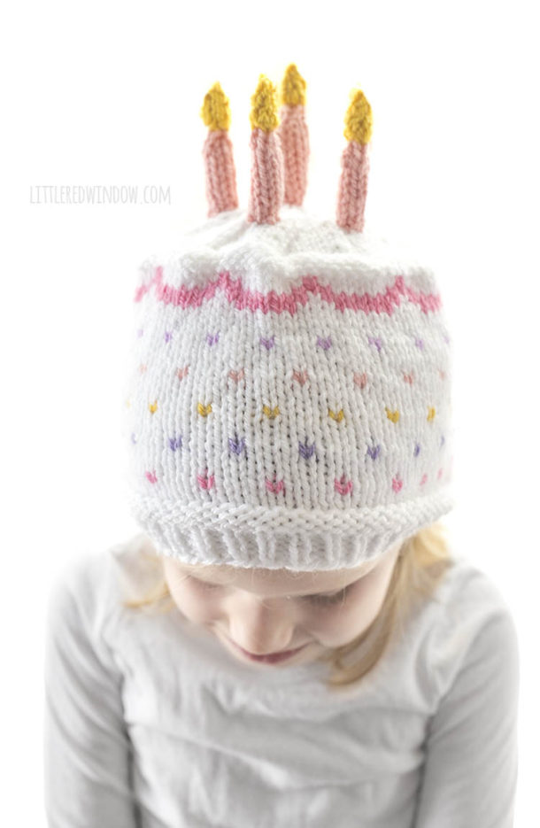 Happiest Birthday Cake Hat Knitting Pattern - Little Red Window