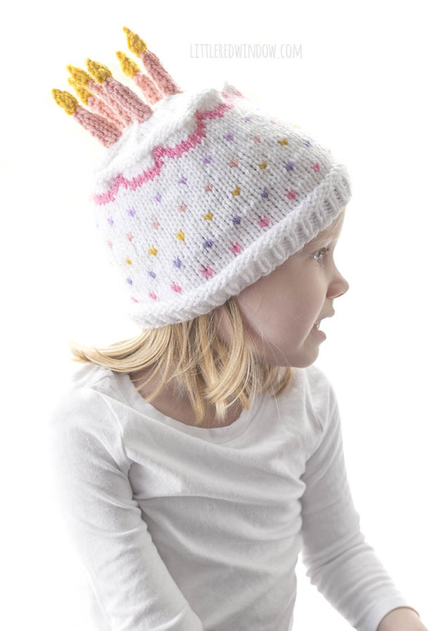 Happiest Birthday Cake Hat Knitting Pattern - Little Red Window
