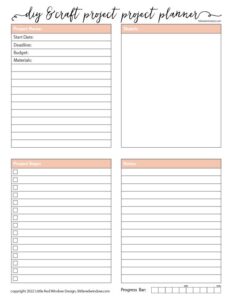 Free Printable Craft Project Planner - Little Red Window