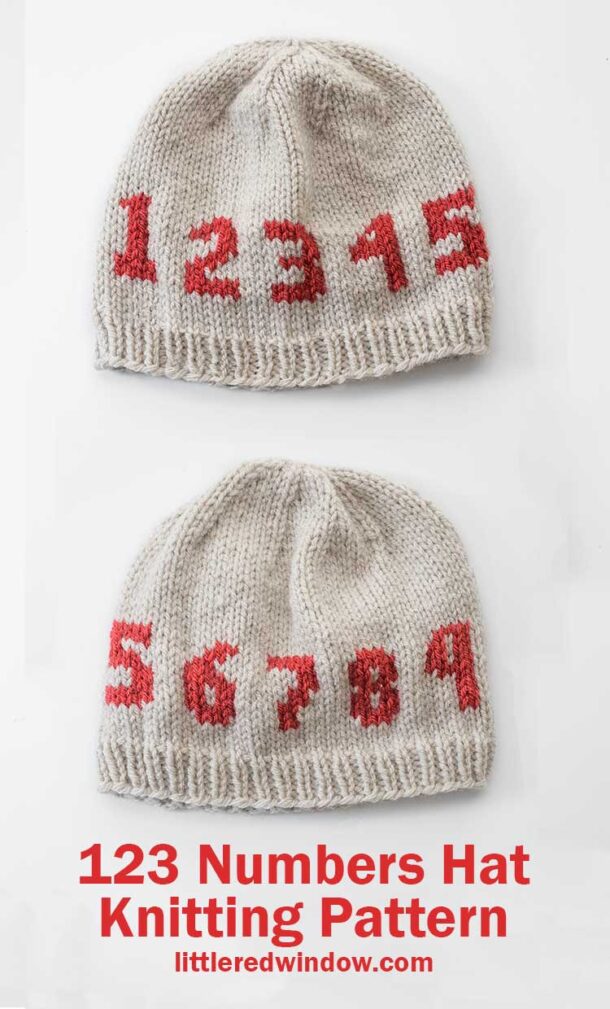 123 Numbers Hat Knitting Pattern - Little Red Window