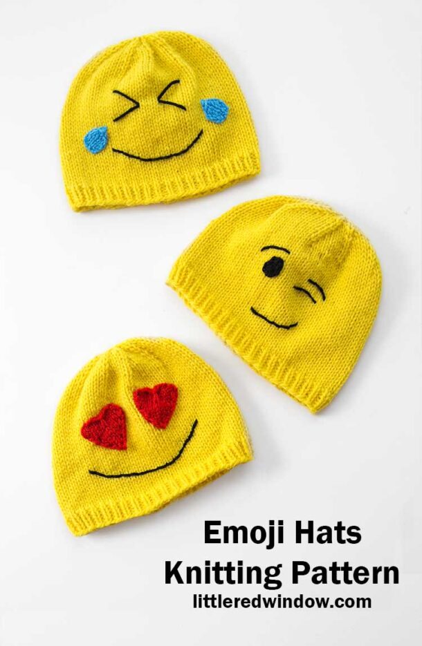 Emoji Hats Knitting Pattern - Little Red Window