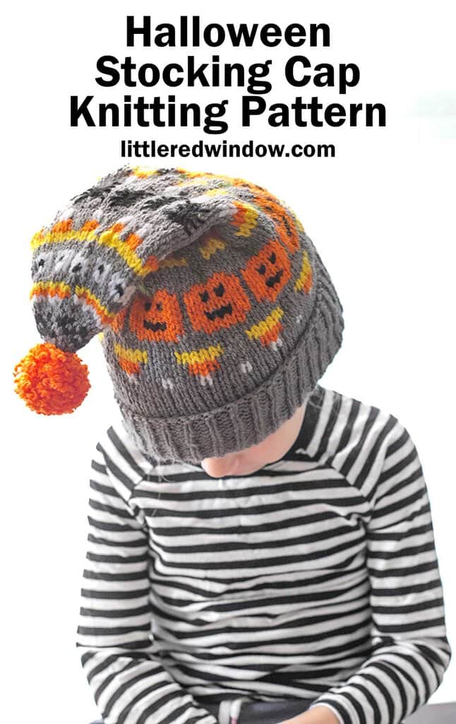 Happy Halloween Stocking Cap Knitting Pattern - Little Red Window