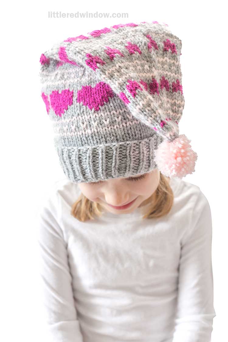Heartfelt Valentine's Day Stocking Cap Knitting Pattern - Little Red Window