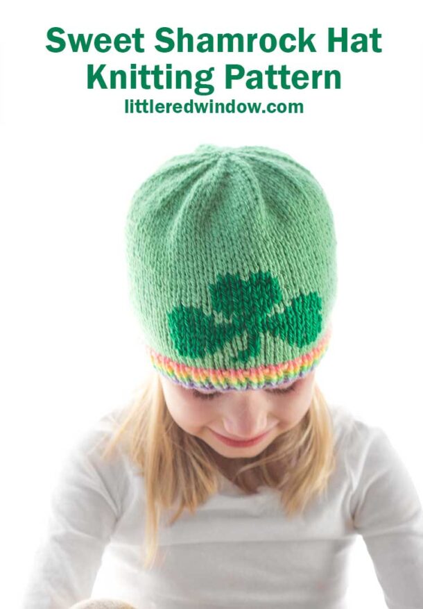 Sweet shamrock Hat Knitting Pattern - Little Red Window