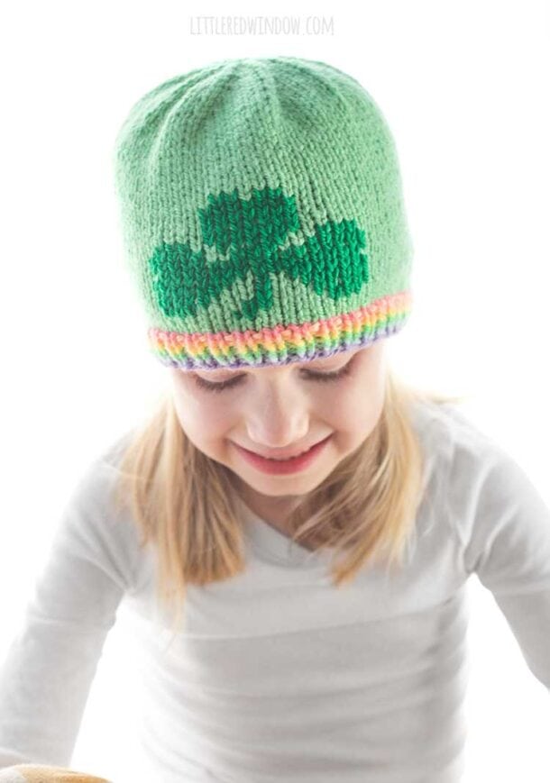 Sweet shamrock Hat Knitting Pattern - Little Red Window
